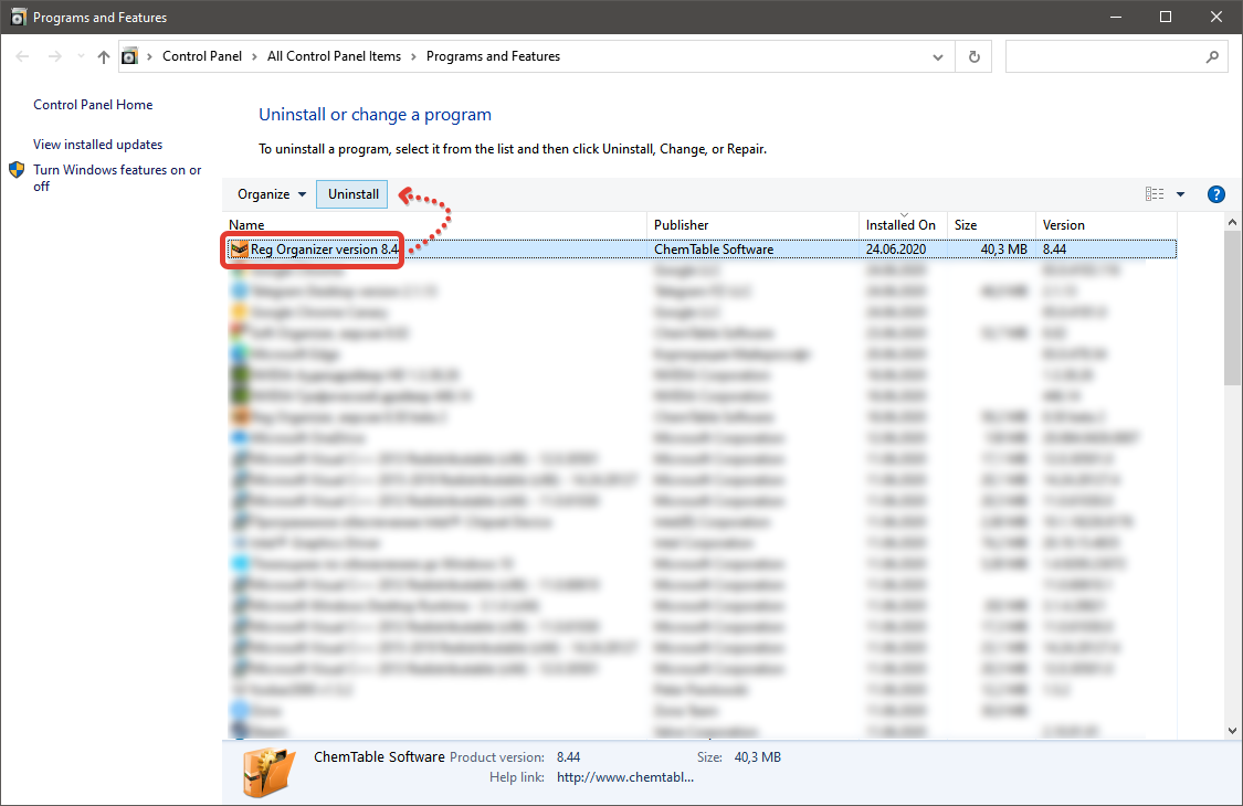 How to uninstall Reg Organizer